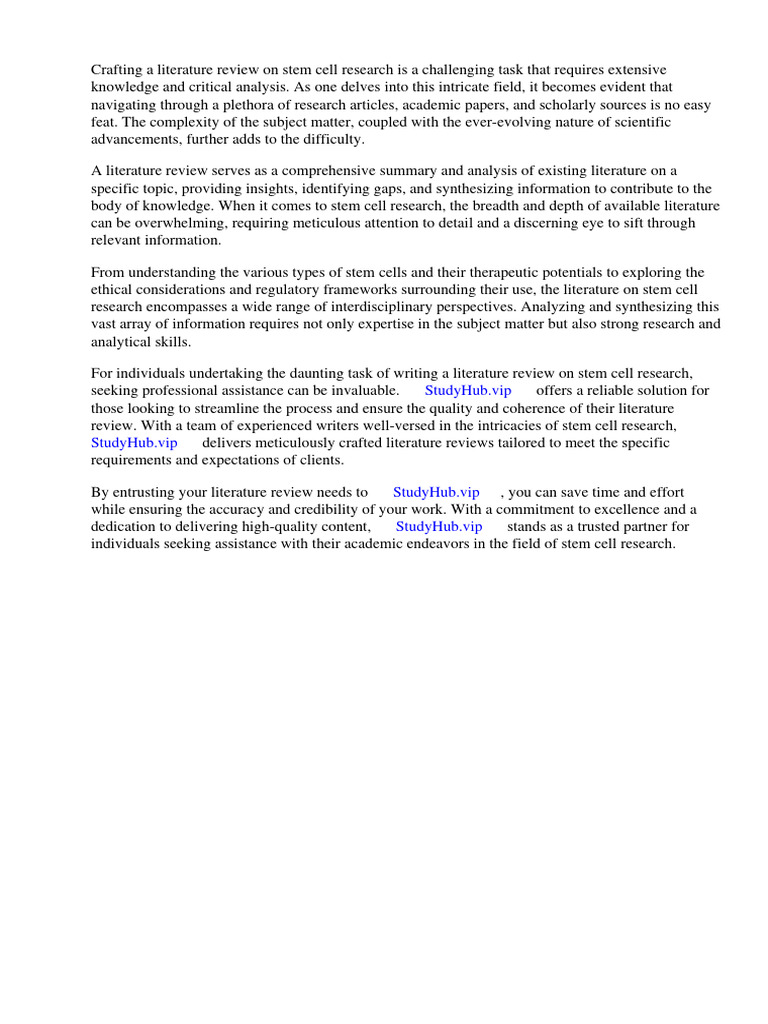 Literature Review Stem Cell Research | PDF | Mesenchymal Stem Cell ...