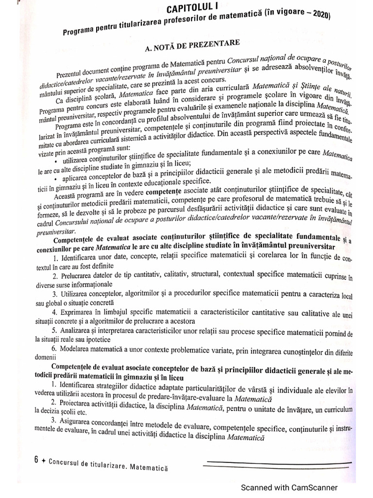 Programa Titularizare Si Indicatii Metodice | PDF