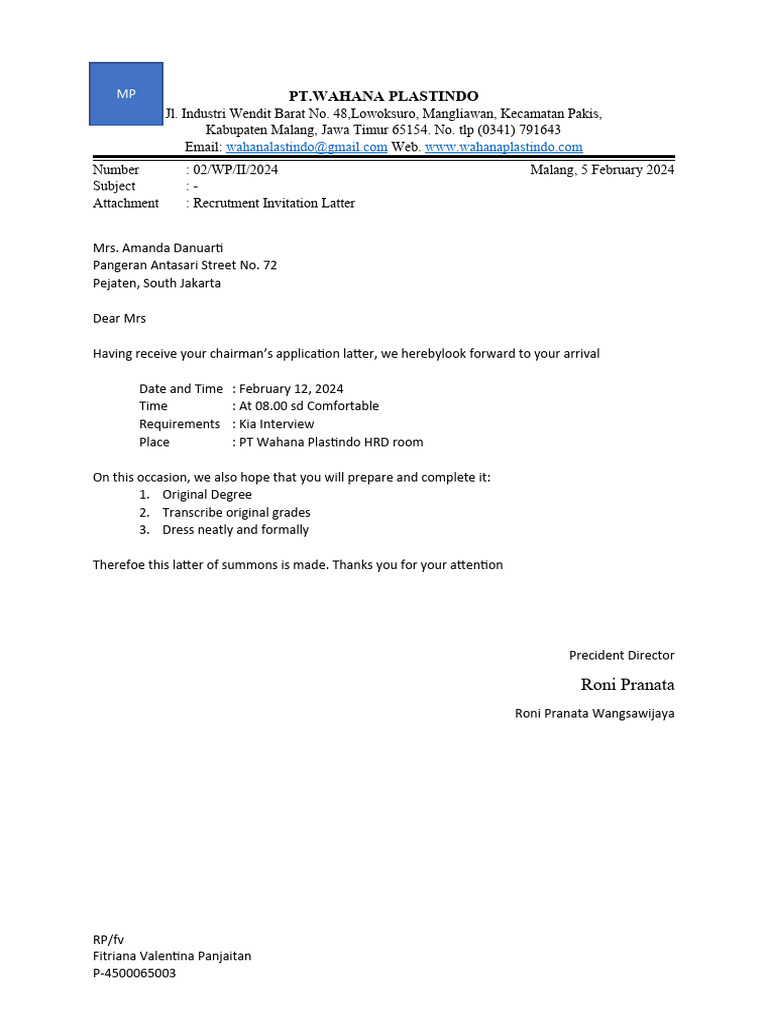 PT Wahana Plastindo | PDF