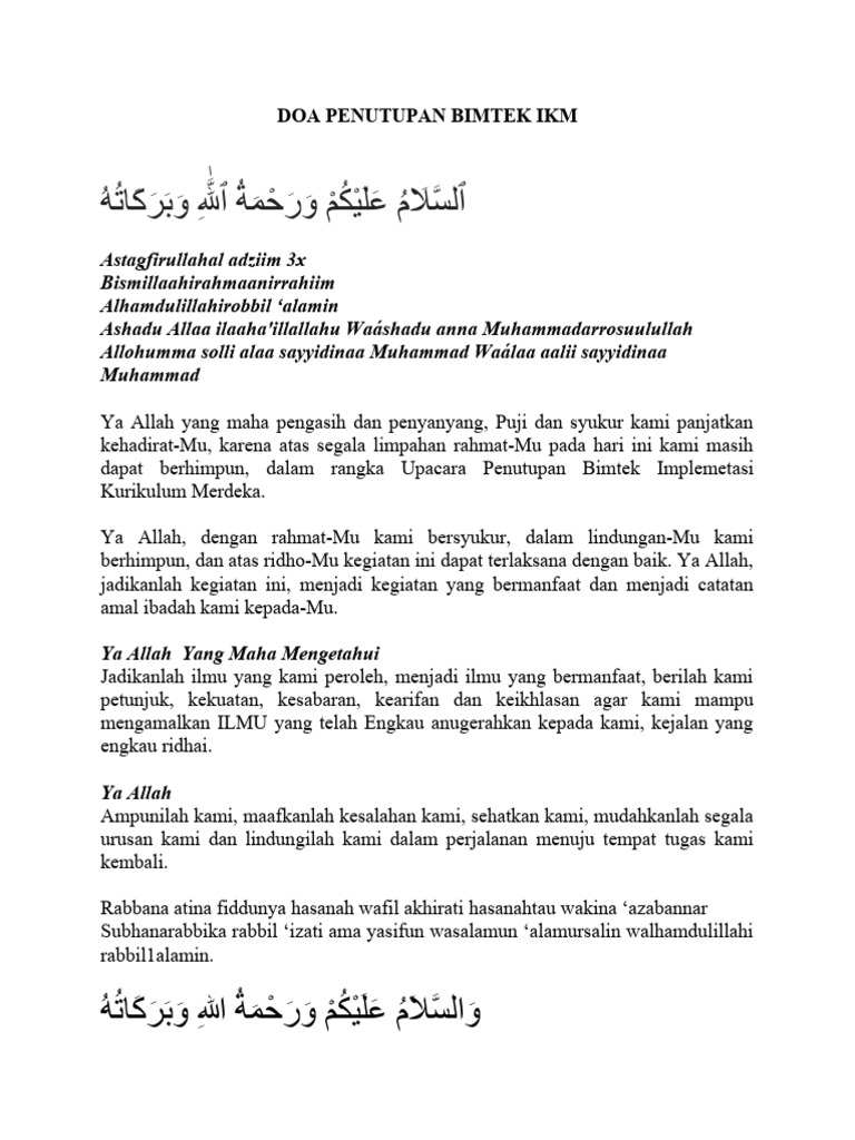 Doa - Penutupan | PDF | Pengembangan Diri