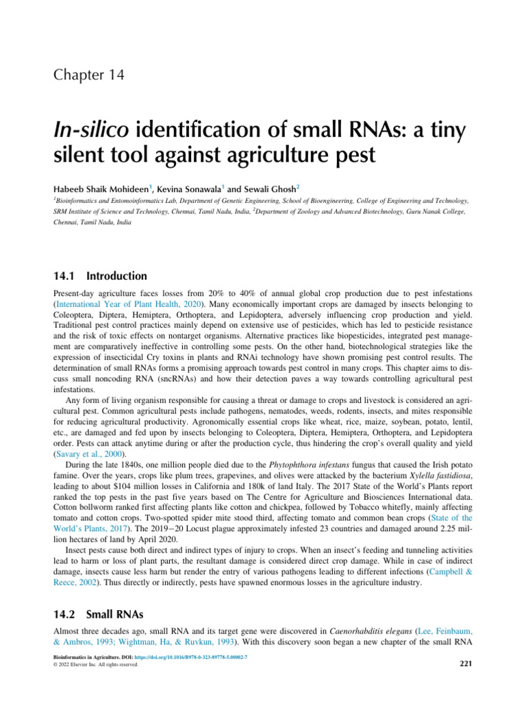 Chapter-14---In-silico-identification-of-small-RNAs--a_2022_Bioinformatics-i | PDF | Small ...