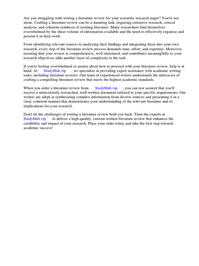Scientific Research Literature Review Example | PDF