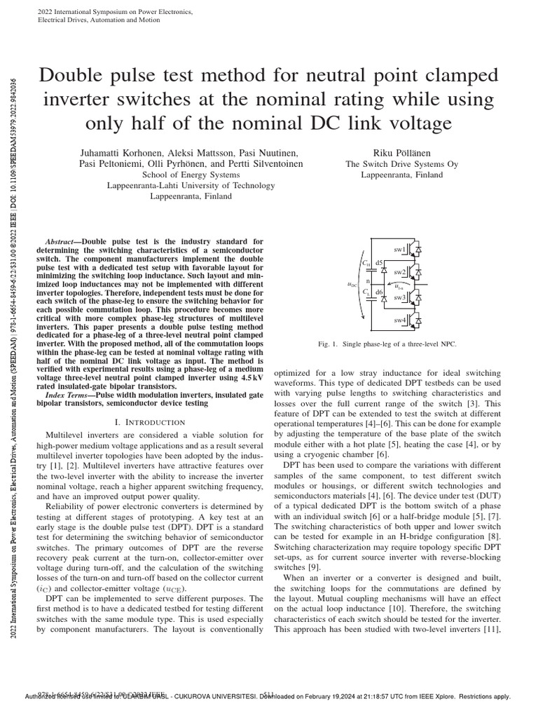 Double Pulse Test for NPC Inverter Switches | PDF
