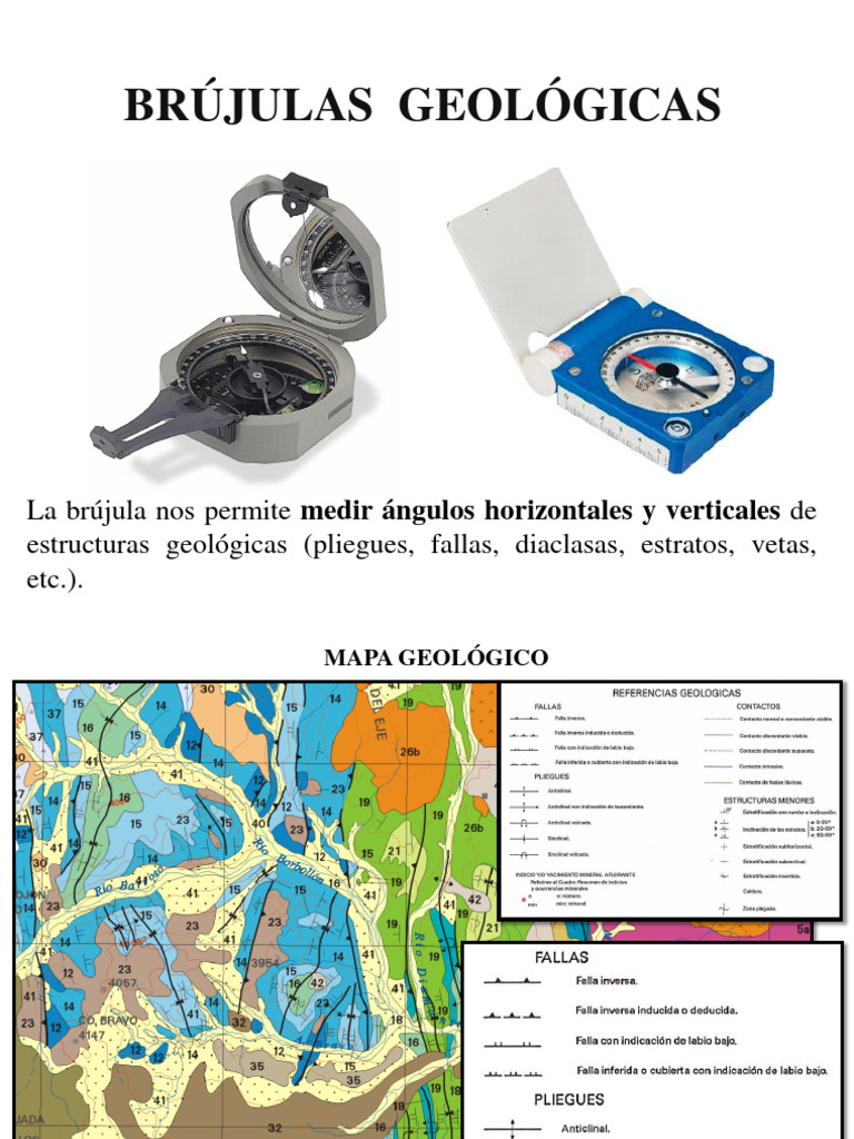 Brújulas Geológicas y Medición de Ángulos | PDF | Azimut | Brújula