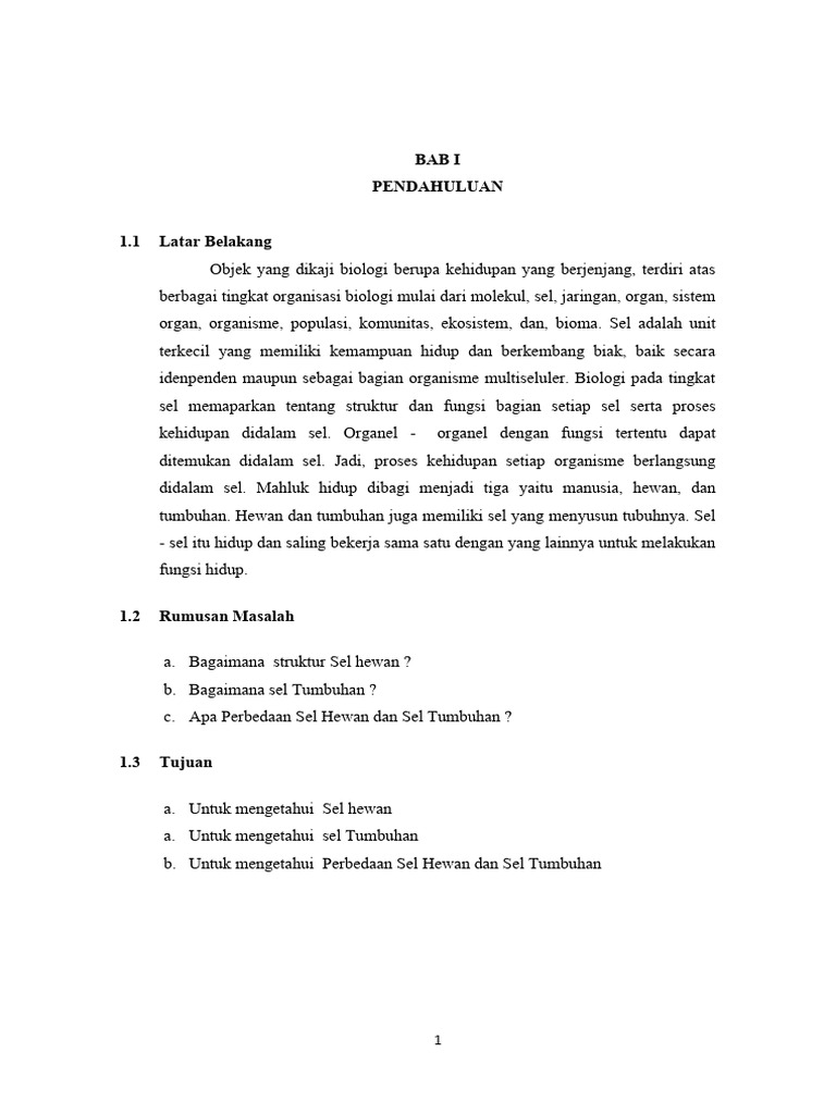 Makalah Sel Hewan Dan Tumbuhan | PDF