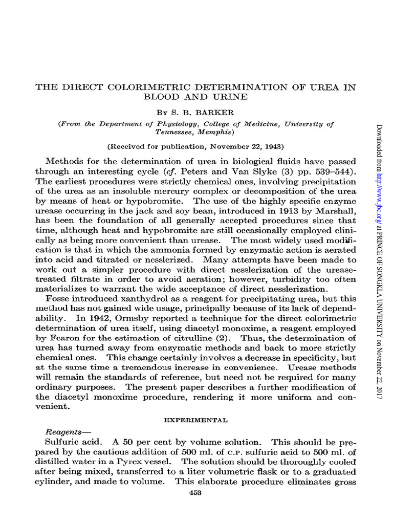J. Biol. Chem.-1944-Barker-453-63 | PDF | Urea | Spectrophotometry