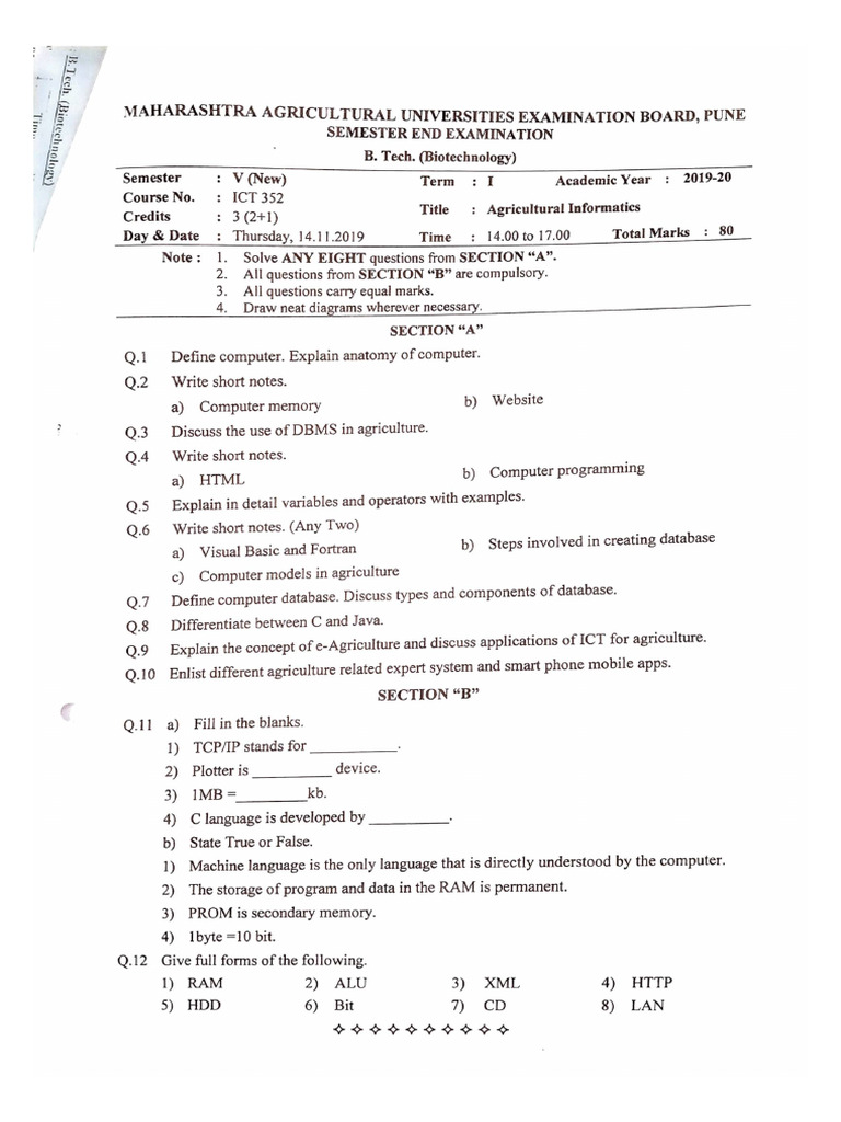 Final Question Paper 5th Sem | PDF