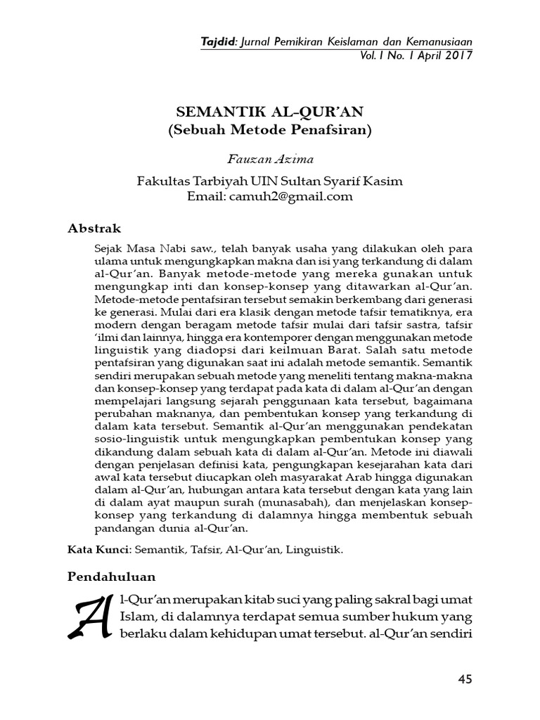Semantik Alquran - Fauzan Azima | PDF | Seni & Disiplin Bahasa