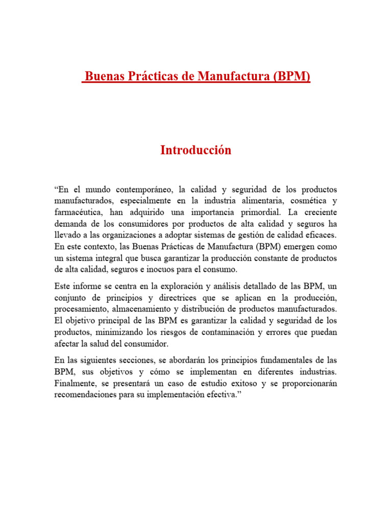 BPM - Poes Tarea 01 | PDF | Calidad (comercial) | Seguridad alimenticia