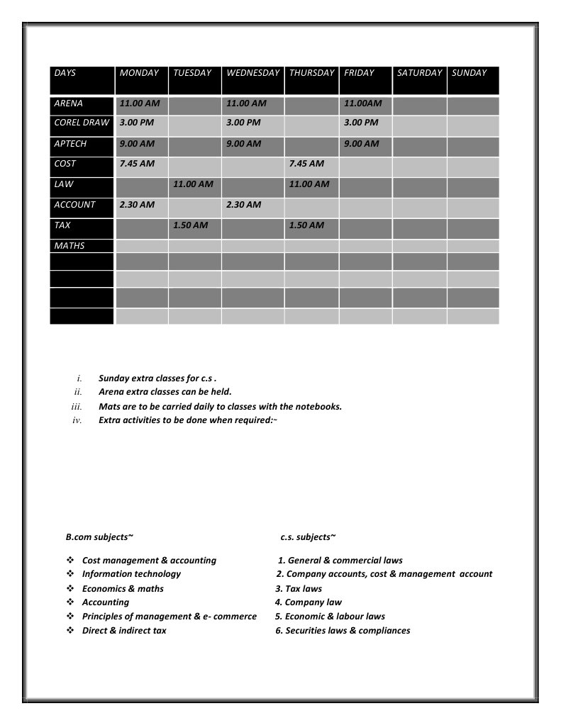 Time Table | PDF