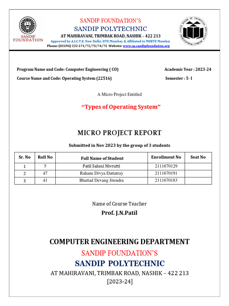 Osy Microproject | PDF | Operating System | Central Processing Unit Osy Microproject | PDF | Operating System | Central Processing Unit