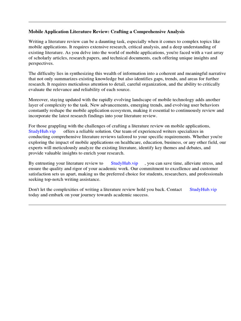 Mobile Application Literature Review Pdf