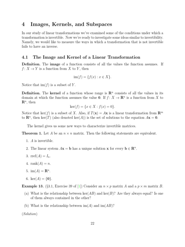 Images Kernels and Subspaces | PDF | Linear Subspace | Linear Map