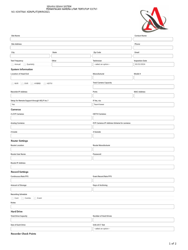 CCTVMaintenanceTemplate 5 2 124 | PDF | Camera | Router (Computing)