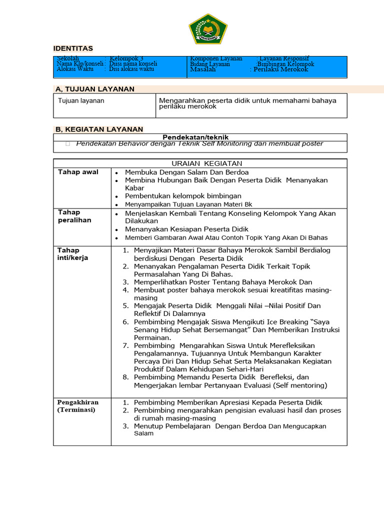 RPL MODEL Konseling Kelompok | PDF | Pengembangan Diri