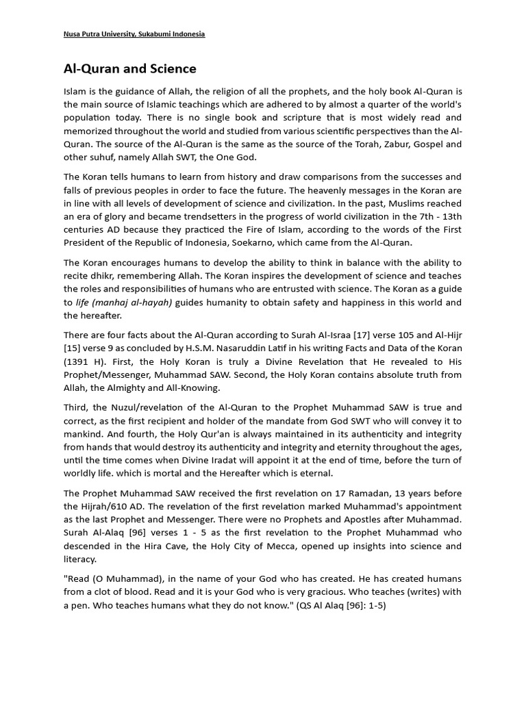 Al Quran and Science | PDF