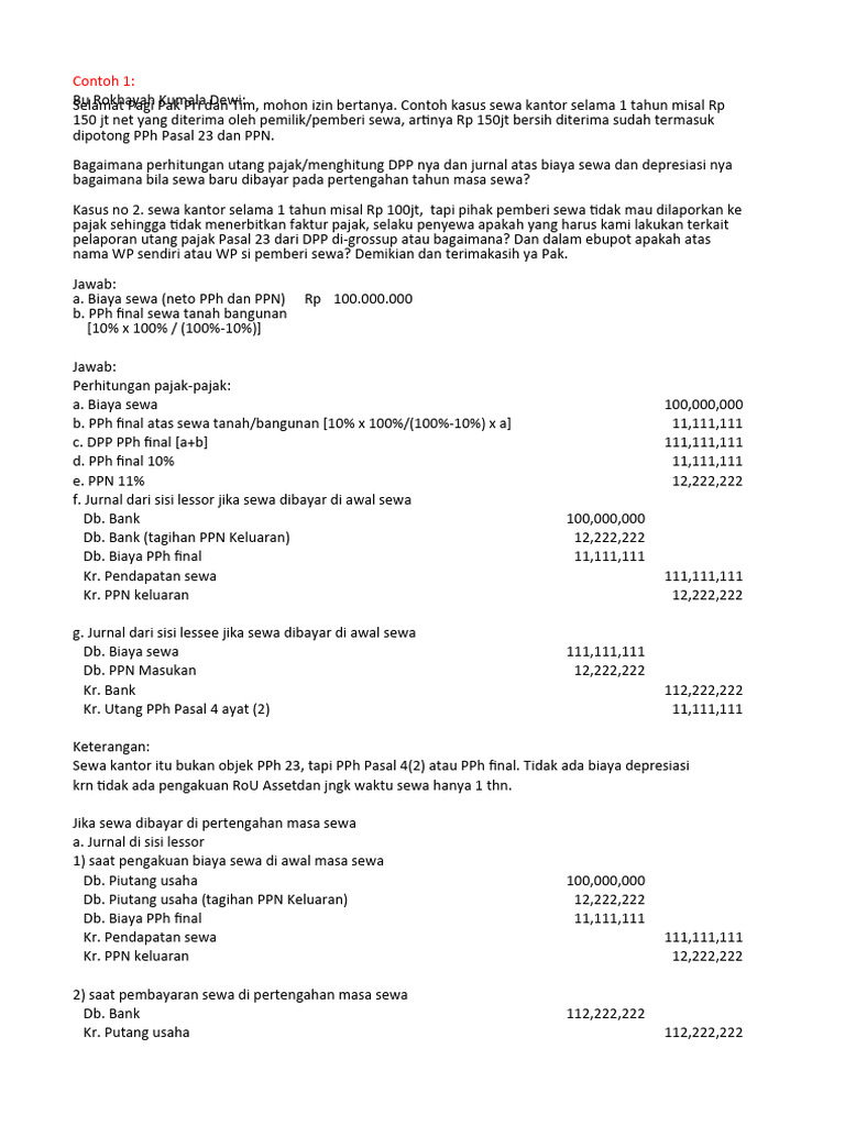 Contoh Perhitungan PSAK 73 Sewa | PDF