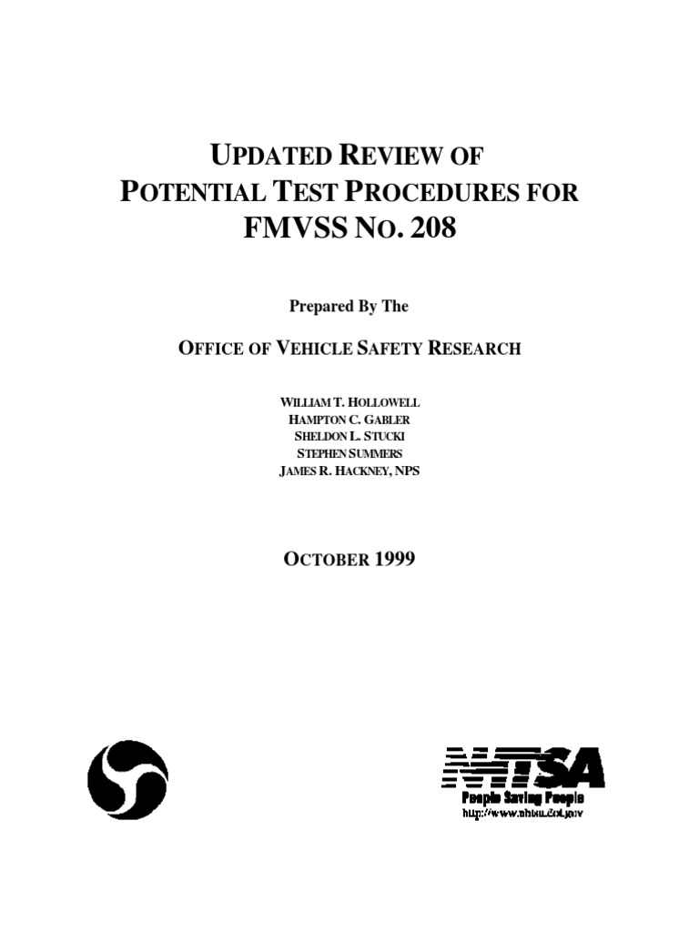 FMVSS 208 Ii | PDF | National Highway Traffic Safety Administration ...