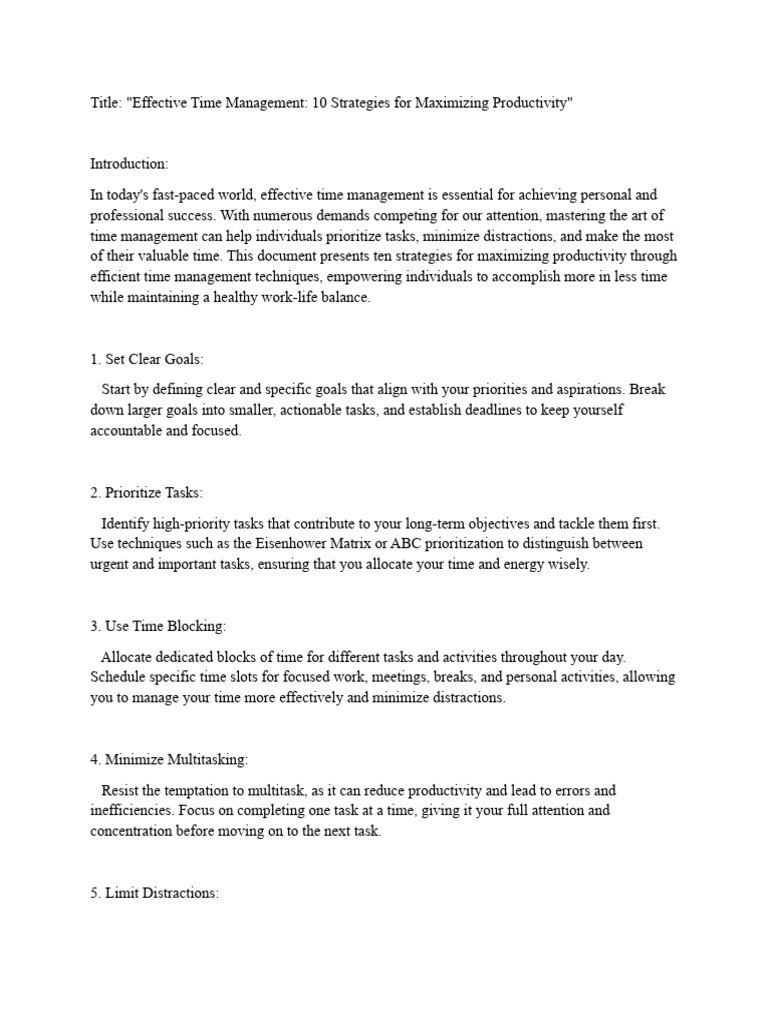 10 Strategies for Maximizing Productivity | PDF | Time Management | Professional Skills