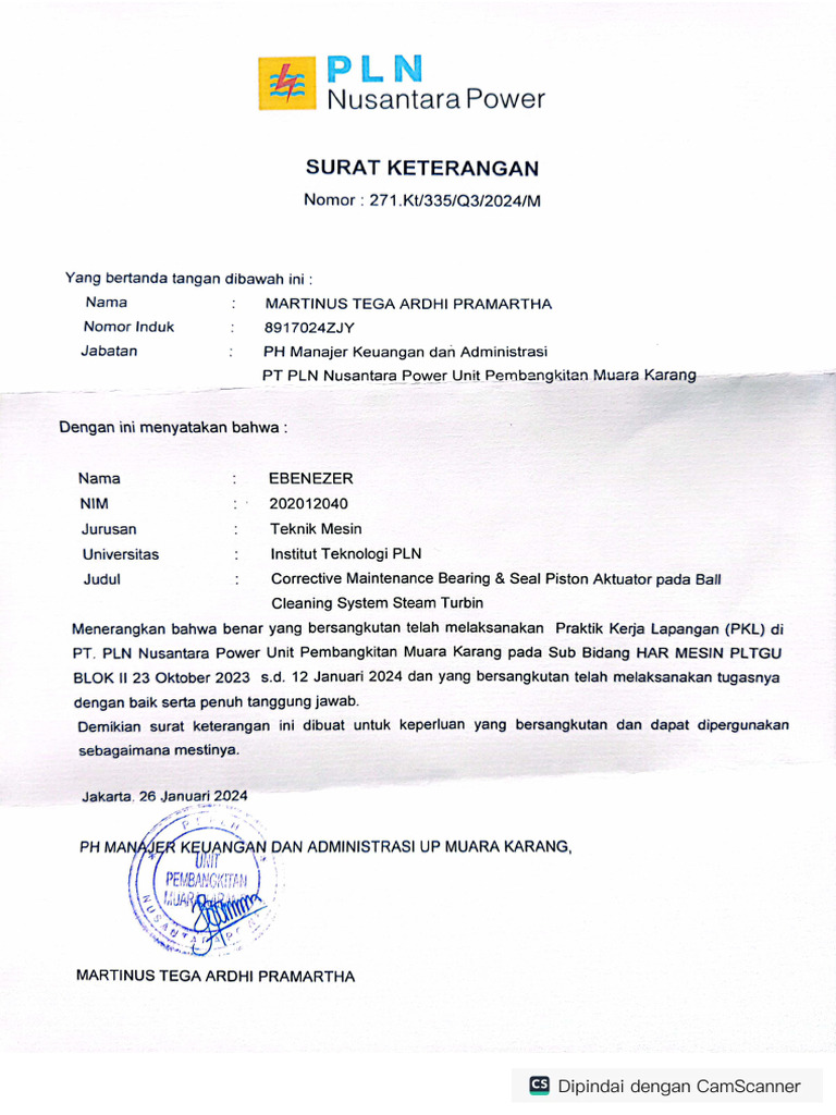 Surat Keterangan Selesai Magang | PDF