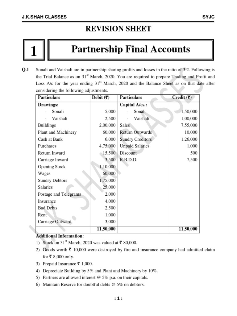 REVISION SHEET_2022-23 | PDF | Balance Sheet | Expense