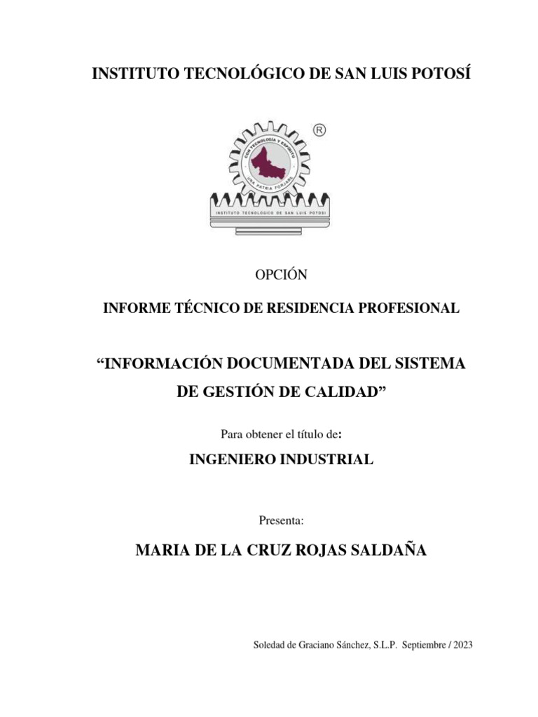 Informe Técnico de Residencia Profesional REV 1 | PDF