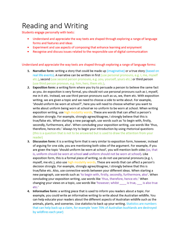 Term 2 Week 3 (English) Writing Forms | PDF | Narrative | Human ...