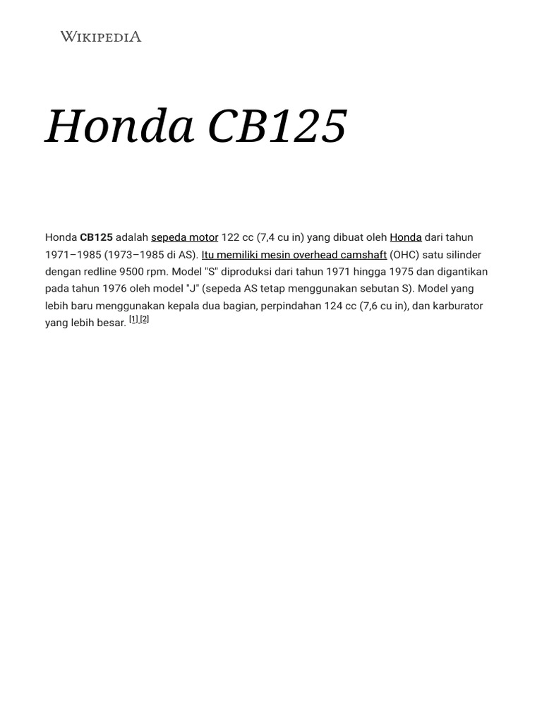 Honda CB125 | PDF