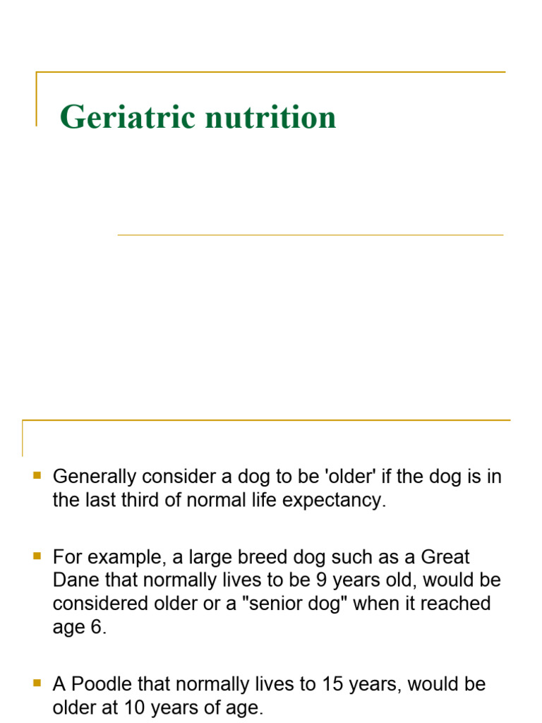 Senior Dog Nutrition Guidelines | PDF | Diet (Nutrition) | Diet & Nutrition