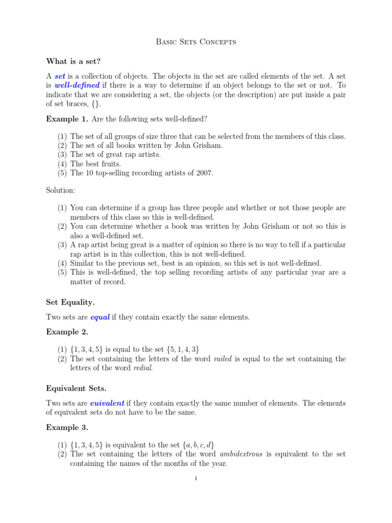 Sets and Counting | PDF | Set (Mathematics) | Empty Set