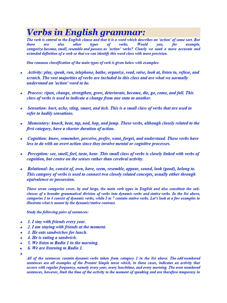 Verbs | PDF | Verb | Semantics