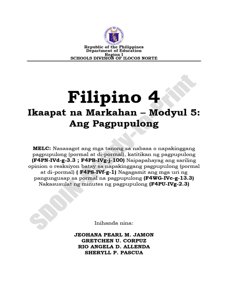 Filipino4-Q4-Week5-Module5-Pascua, Sheryll Et - Al | PDF
