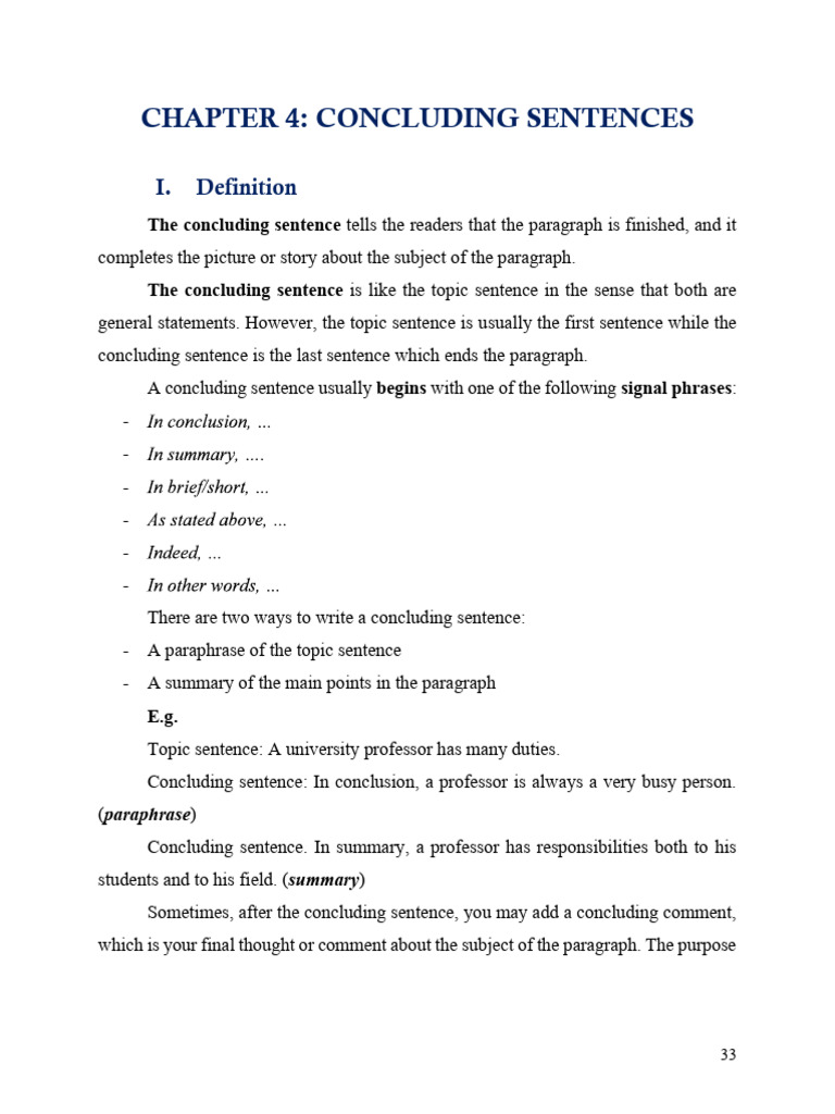 CONCLUDING SENTENCES - PRACTICE | PDF | Sentence (Linguistics) | Communication