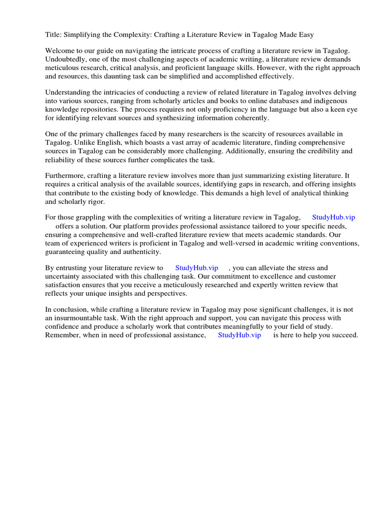Tagalog Literature Review Guide | PDF | Citation | Theory