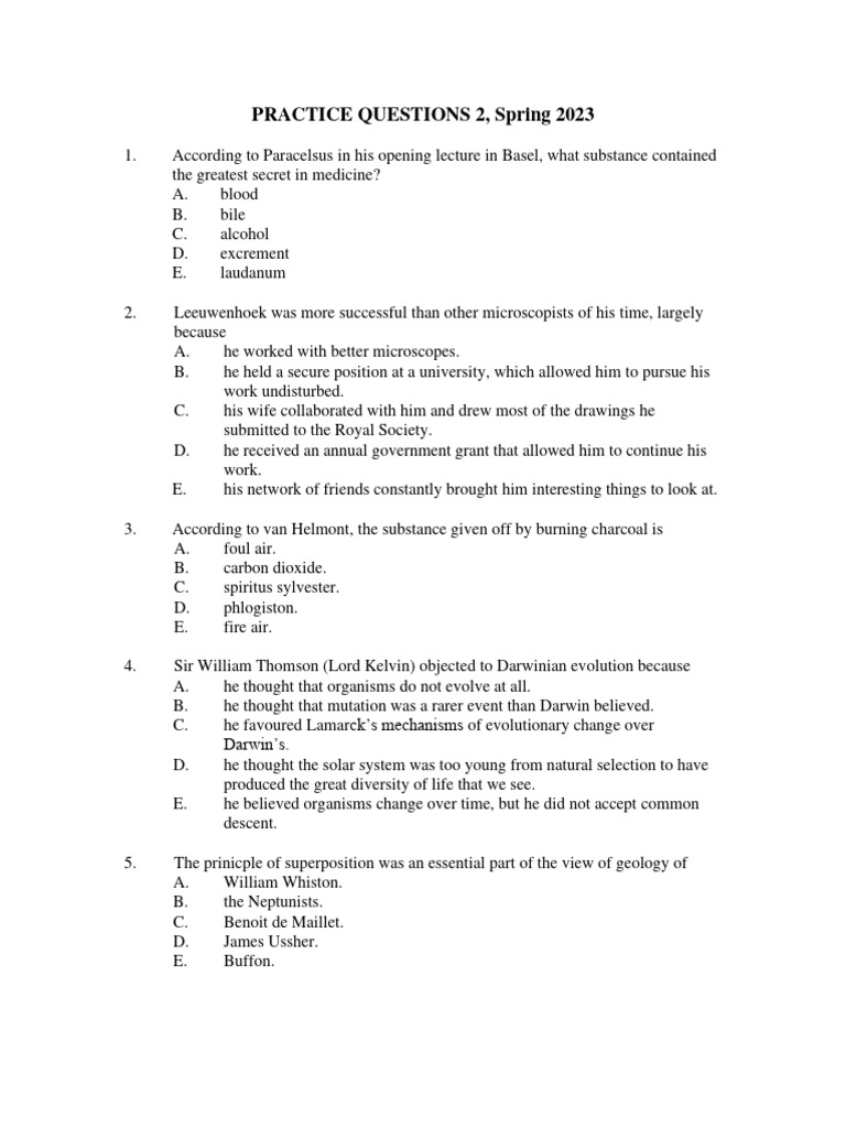 33 - Practice Questions 2, Spring 2023 | Download Free PDF | Evolution ...