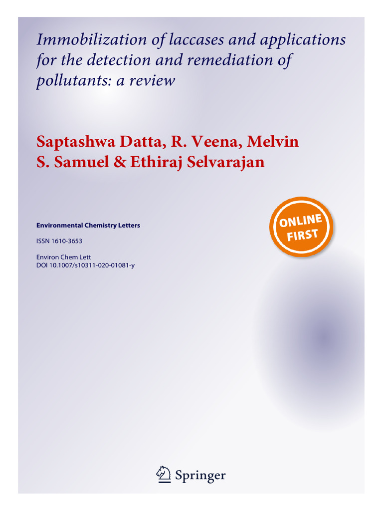 Immobilization of Laccases and Applications For The Detection and Remediation of Pollutants: A ...