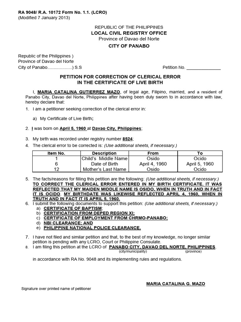 Petition For Clerical Error Mazo | PDF | Government | Justice