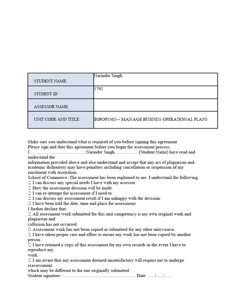 Assessment Cover Sheet - 502 Final | PDF | Strategic Planning ...