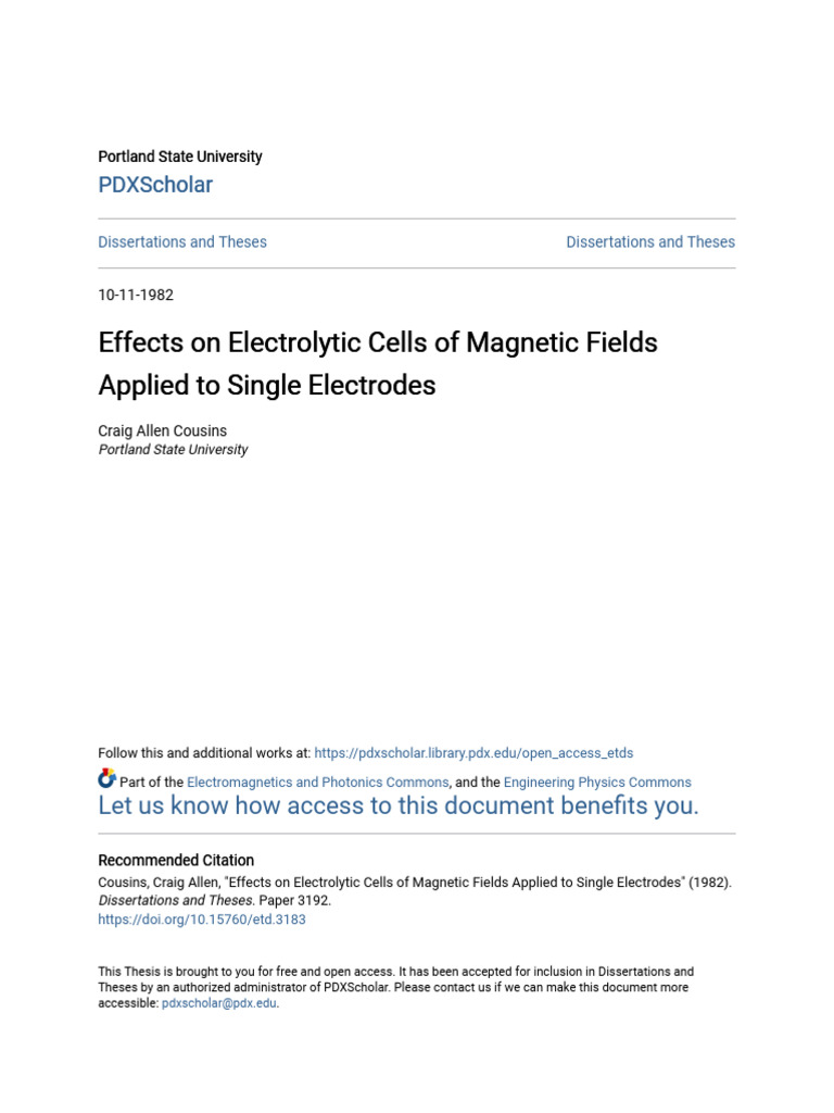 Effects On Electrolytic Cells of Magnetic Fields | PDF | Ion | Anode