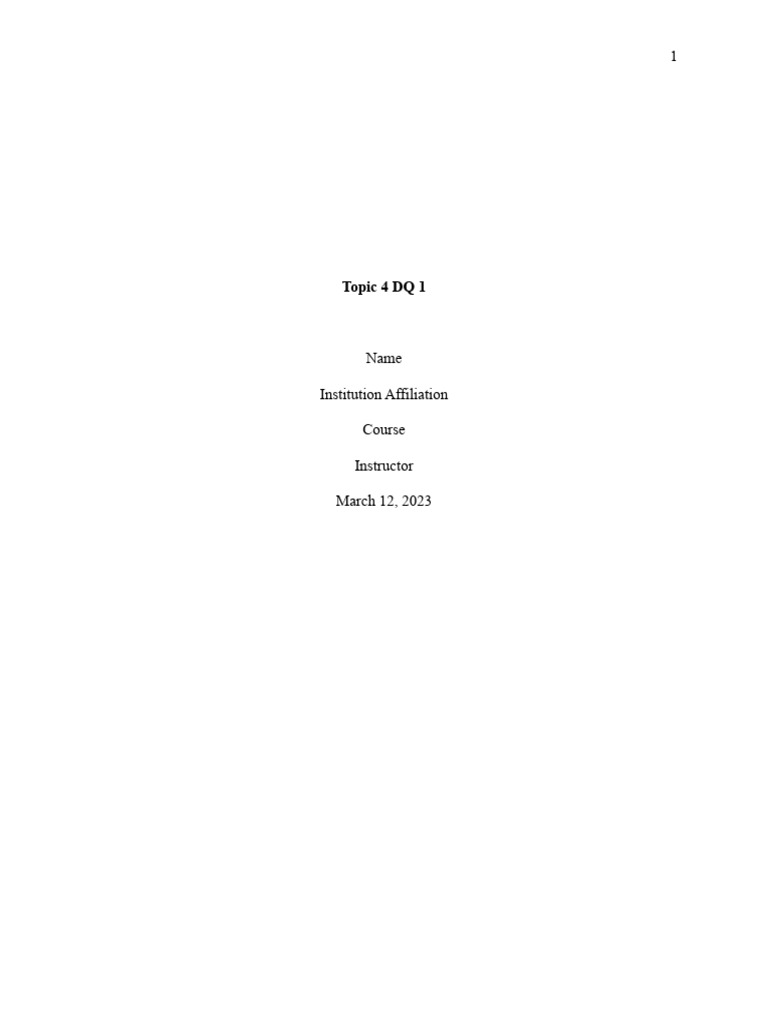 Topic 4 DQ 1 | PDF | Critical Thinking | Thought