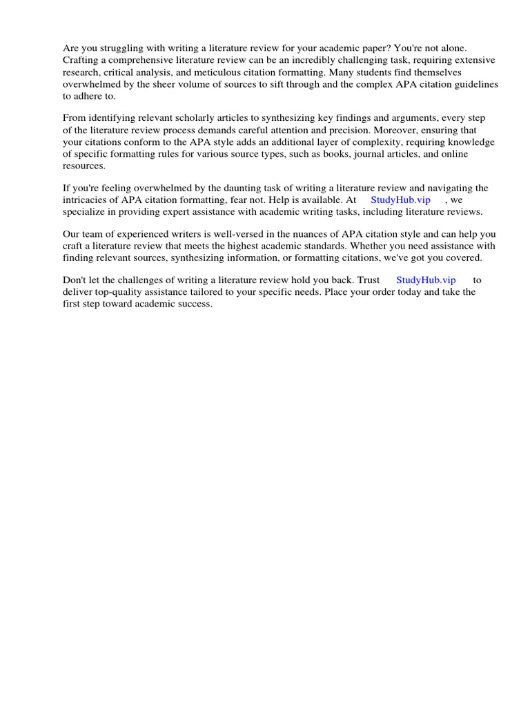 Literature Review Apa Citation | Download Free PDF | Apa Style | Citation