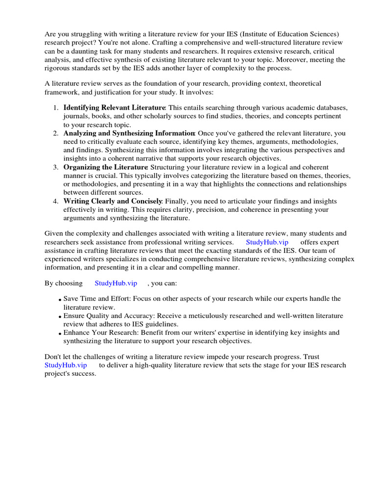 Ies Literature Review Example | PDF | Methodology | Literature Review