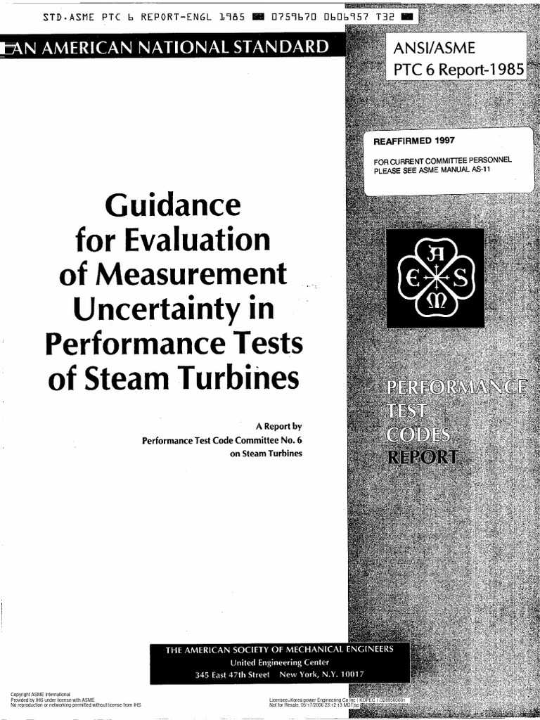 ASME PTC 6 Report-1985 - Guidance For Evaluation of Measurement ...