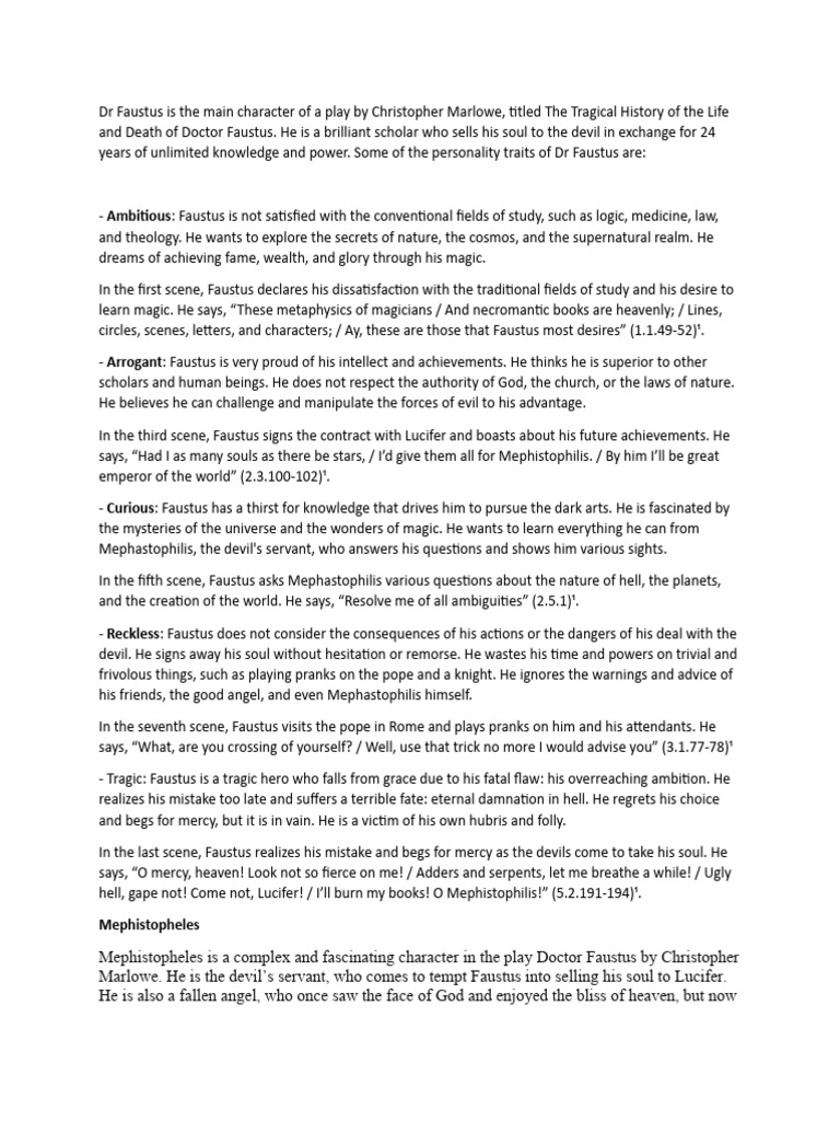 Characters of DR Faustus | PDF