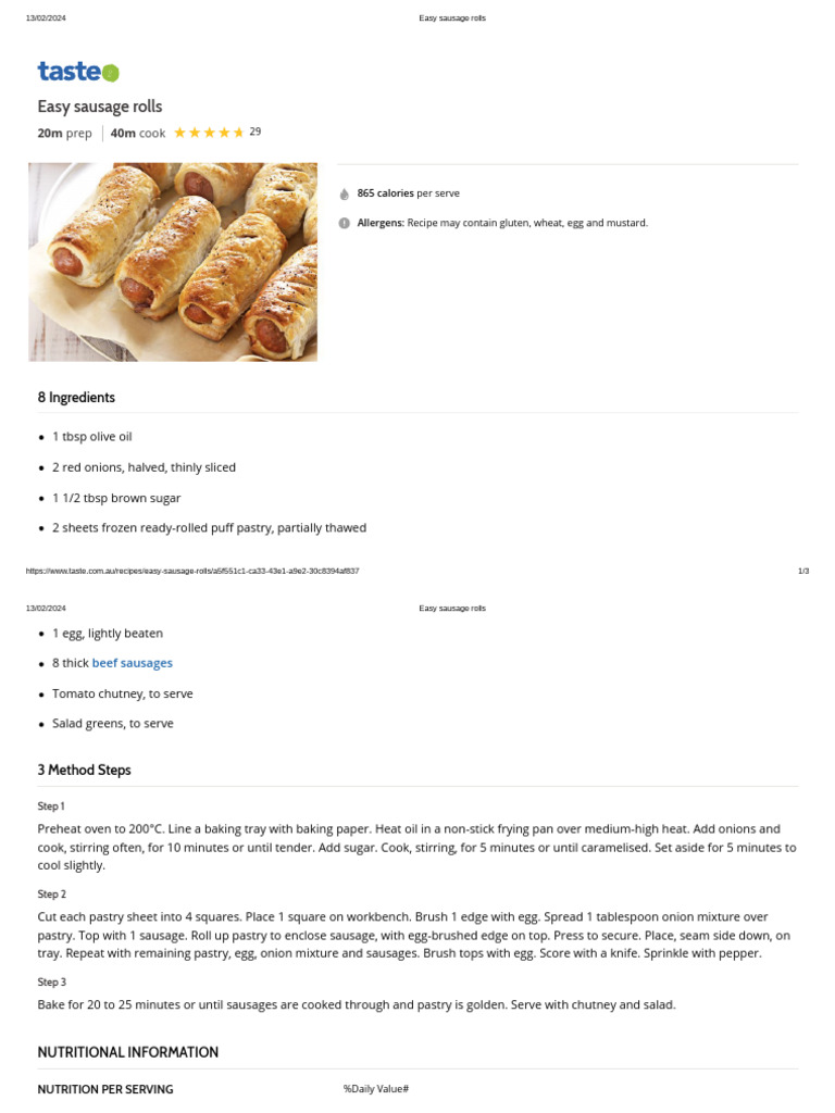 Easy sausage rolls | PDF | Sausage | Cooking