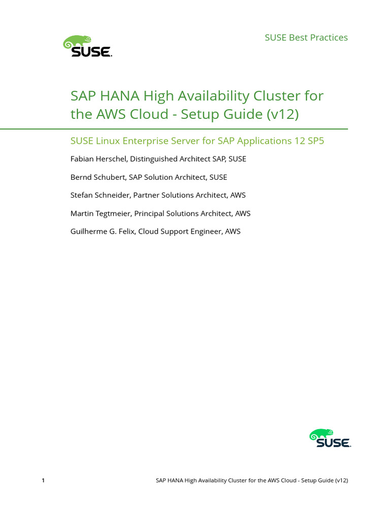 SLES4SAP Hana SR Guide PerfOpt 12 - AWS - Color - en | PDF | Computer ...
