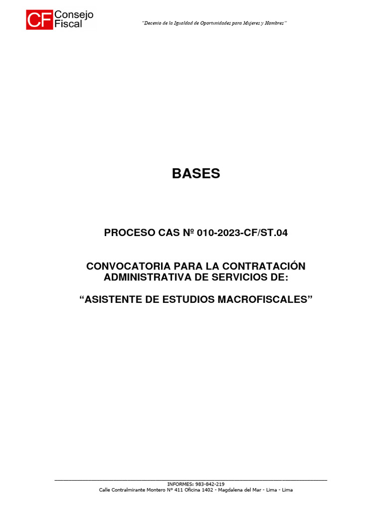 4.bases Proceso CAS 10 1 | PDF | Titulo academico | Documento de identidad