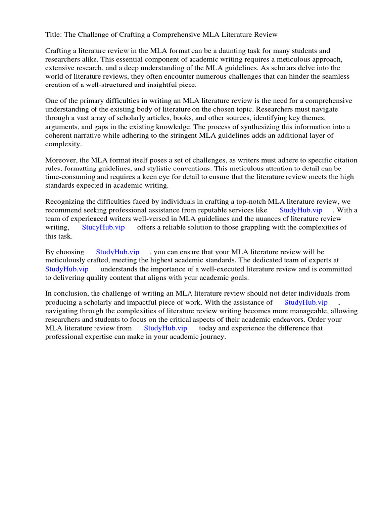 Sample Mla Literature Review | PDF | Literature Review | Information