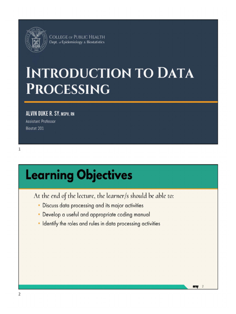 Intro To Data Processing | PDF