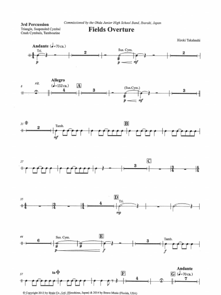 4) Percussion 3 (Triangle, Suspended Cymbal, Crash Cymbals) | PDF